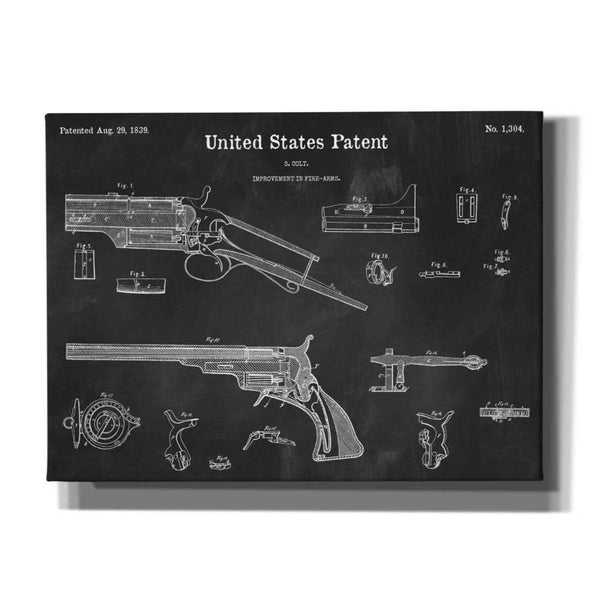'Colt Revolver Blueprint Patent Chalkboard,' Canvas Wall Art ...