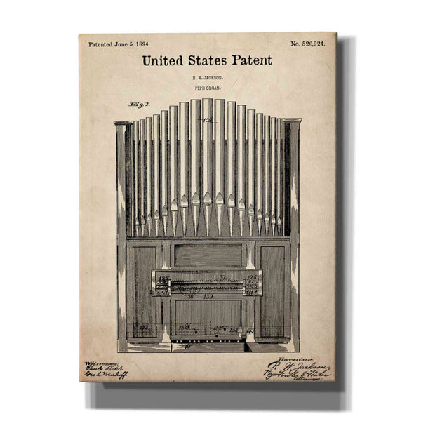 'Pipe Organ Blueprint Patent Parchment,' Canvas Wall Art – EpicGraffiti.com