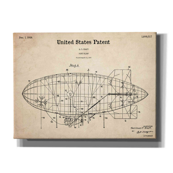 'Pony Blimp Blueprint Patent Parchment,' Canvas Wall Art – EpicGraffiti.com