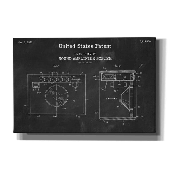 'Sound Amplifier Blueprint Patent Chalkboard,' Canvas Wall Art ...