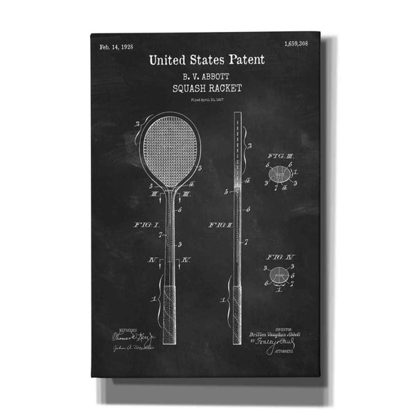 'Squash Racket Blueprint Patent Chalkboard,' Canvas Wall Art ...