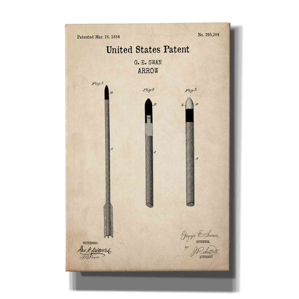 'Arrow Blueprint Patent Parchment,' Canvas Wall Art – EpicGraffiti.com