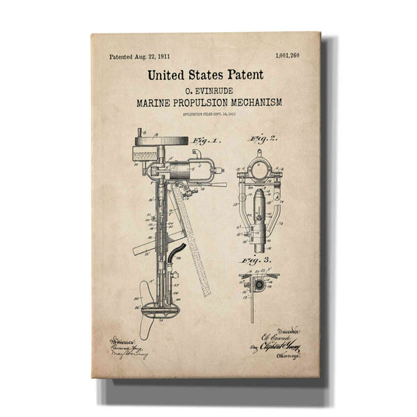 'Marine Propulsion Blueprint Patent Parchment,' Canvas Wall Art ...