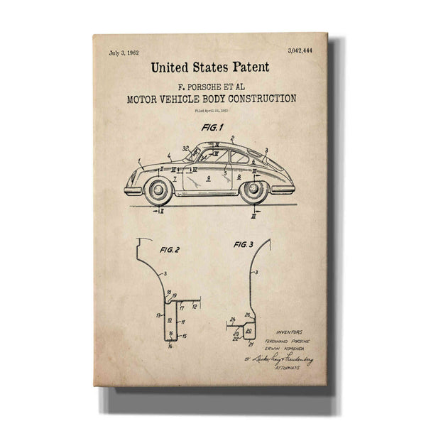 'Motor Vehicle Body Construction Blueprint Patent Parchment,' Canvas ...