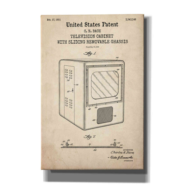 'Television Cabinet Blueprint Patent Parchment,' Canvas Wall Art ...