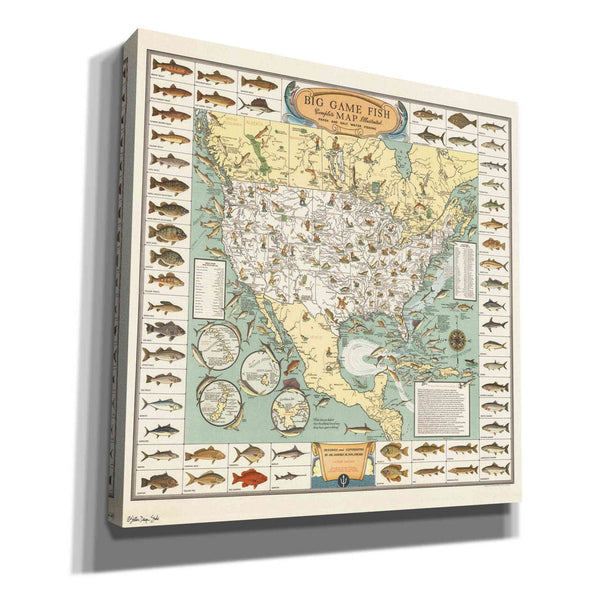 'Big Game Fish Map' by Stellar Design Studio, Canvas Wall Art ...